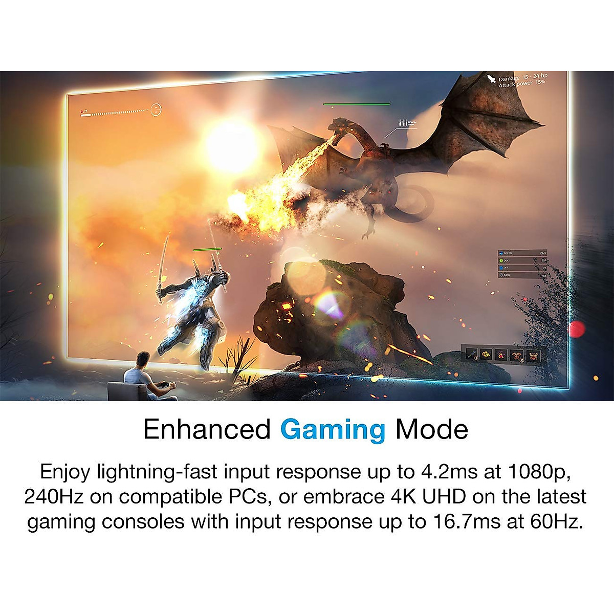 Optoma UHD35 True 4K UHD Next Generation Gaming Projector | 3600 Lumens | 4.2ms Response Time at 1080p with Enhanced Gaming Mode