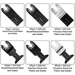 30PCS Professional Oscillating Saw Blades Wood & Bi Metal Cutting Quick Release Multitool Blades Kit Fit Fein Multimaster Porter Cable Black & Decker Bosch Craftsman Ryobi Makita