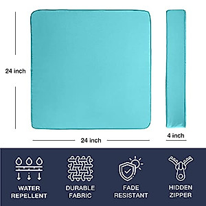 Glogex Outdoor Cushion Covers for Patio Furniture - 24x24x4, Set of 4 Waterproof Patio Cushion Slipcovers, Water Resistant Patio Cushion Covers Replacement