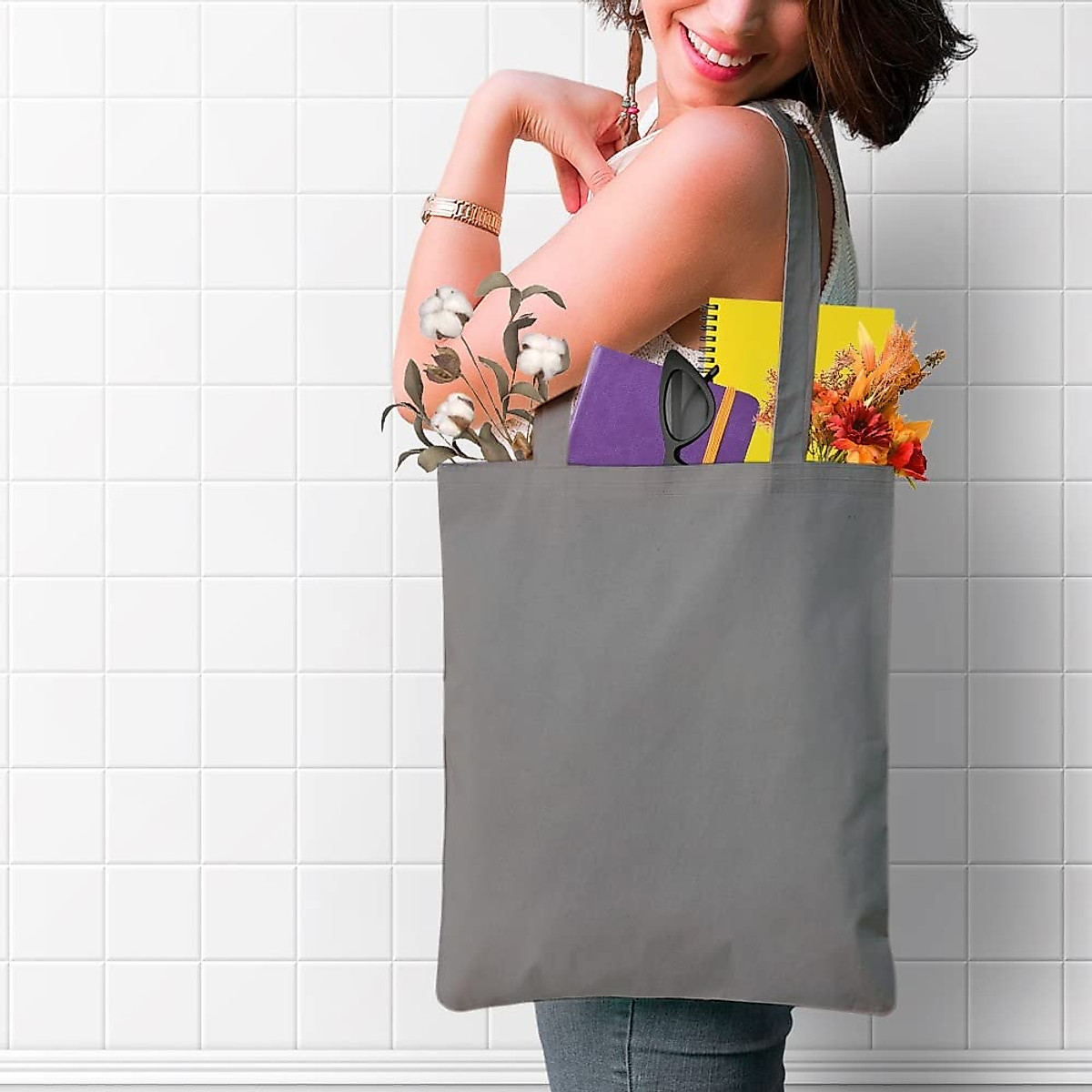 bagand Multicolor Cotton Tote Bags with Handle | 10 Pack Bulk Tote Bags,Cotton Fabric, Economic and Eco-friendly, Reusable Shopping Bags, Shopping Cloth Bags, Colorful Blank