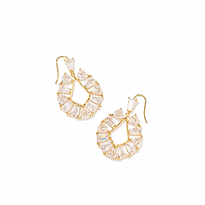 Kendra Scott Blair Jewel Open Frame Earrings Gold White Crystal One Size