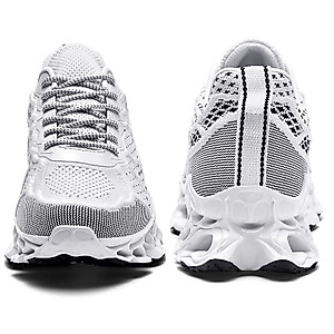 Nuofado Men Sport Trail Running Athletic Blade Sneakers Walking Shoes Tennis Shoes White Size 9.5