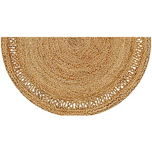 Bedding Craft Hand Woven Farmhouse Jute Area Rug 4 Ft Round Natural Yarn, Rustic Vintage Beige Braided Reversible Rug, Eco Friendly Rugs for Bedroom, Kitchen, Living Room, Farmhouse 100% Jute Rug