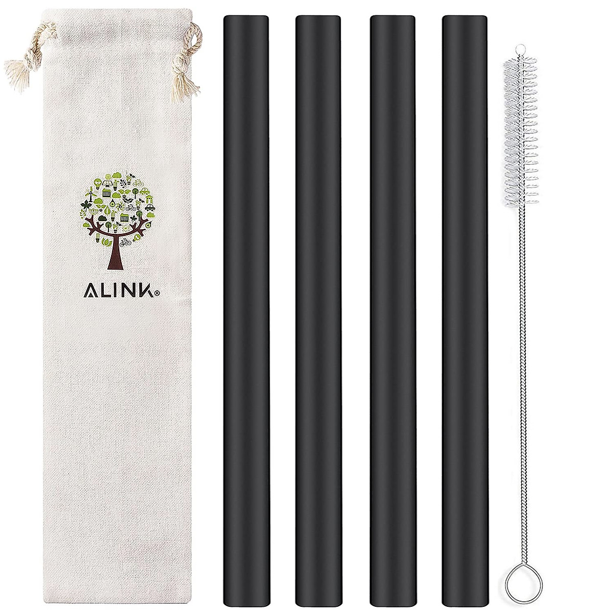 ALINK 8 Counts Reusable Silicone Boba Tea Straws with Brush