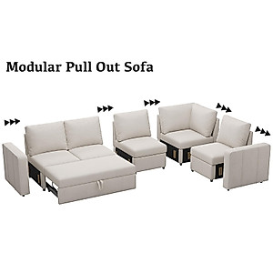 Belffin Velvet Middle Module Seat for Modular Sectional Sofa Couch Armless Single Seat Module Sofa Chair Beige