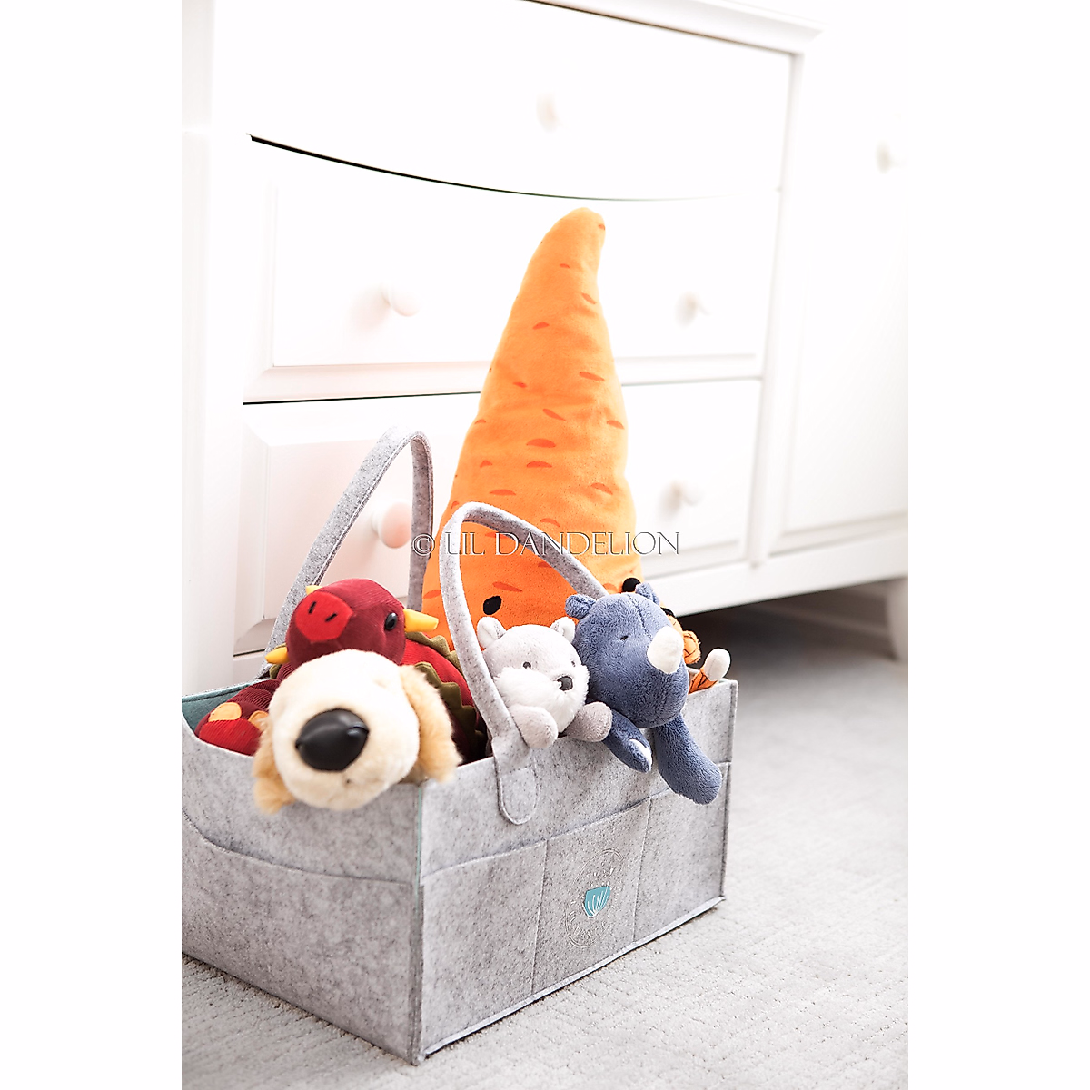 Baby Diaper Caddy Organizer: Large Organizer Tote Bag for Boys Girls Infant - Baby Shower Bag Nursery Essential - Collapsible Newborn Caddie Car Travel, Baby Registry Must Haves (Leather)