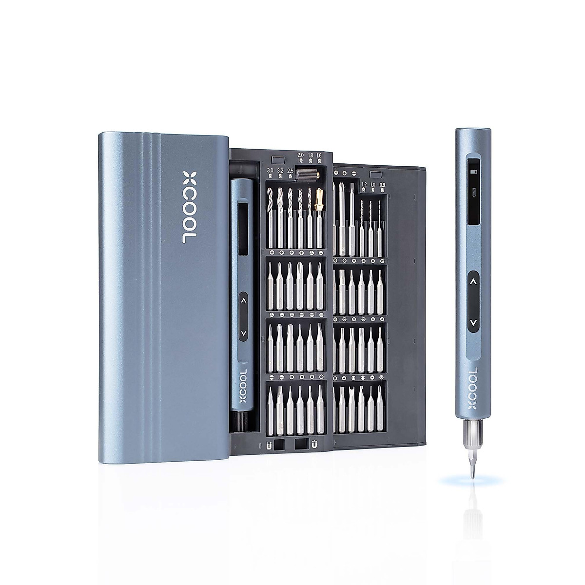 XCOOL Mini Electric Screwdriver Set with Drill Bits, 52-in-1 400RPM 5 Torque Settings Electric Precision Screwdriver, 48 Magnetic Bits, Pry Bar, Led, Tweezer, Electric Precision Screwdriver Kit for Pc