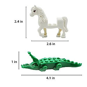 PIPART Friend Animal Figures 24 Pieces Building Blocks Accessories Pack, Horse, Dog, Cat, Pig, Chicken, Rabbit, Bear, Bird, Fish, Crab, Snake, Frog, Crocodile, Farm and Sea Animal Zoo