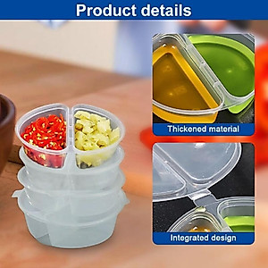 Gowfew 10 Pcs Double Condiment Containers Container With Lids, Double Compartment Snack Containers, 2 Compartment Snack Containers, Reusable Chutney Chili Sauce Dips Snack Boxes, AMY-HK0247