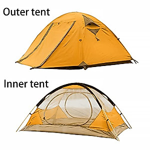 Wind Tour Professional 2-3 Person Weatherproof Double Layer Aluminum Windproof Backpacking Camping Tent for Outdoor Mountaineering Hunting Hiking Adventure Travel (Orange, (19.7+70.9+23.6) x 82.7)