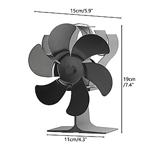 TOLUON Wood Stove Fan for Heater 6 Blades Heat Powered Fireplace Fan Thermoelectric Thermal Fan Fans for Home Wood/Log Burner/Fireplace Black