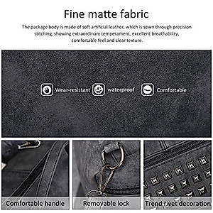 Pahajim Womens Studded Tote Handbags Top Punk Casual Shoulder Bags Hobo Rocker Satchel Purse(Black)