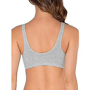 Fruit of the Loom womens Front Closure Cotton Sports Bra, Black/White/Heather Grey 3-pack, 36 US
