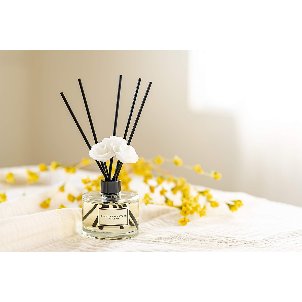 CULTURE & NATURE Reed Diffuser Set 6.7oz (200ml) Jasmine Scented Diffuser with Sticks Home Fragrance Reed Diffuser for Bathroom Shelf Decor