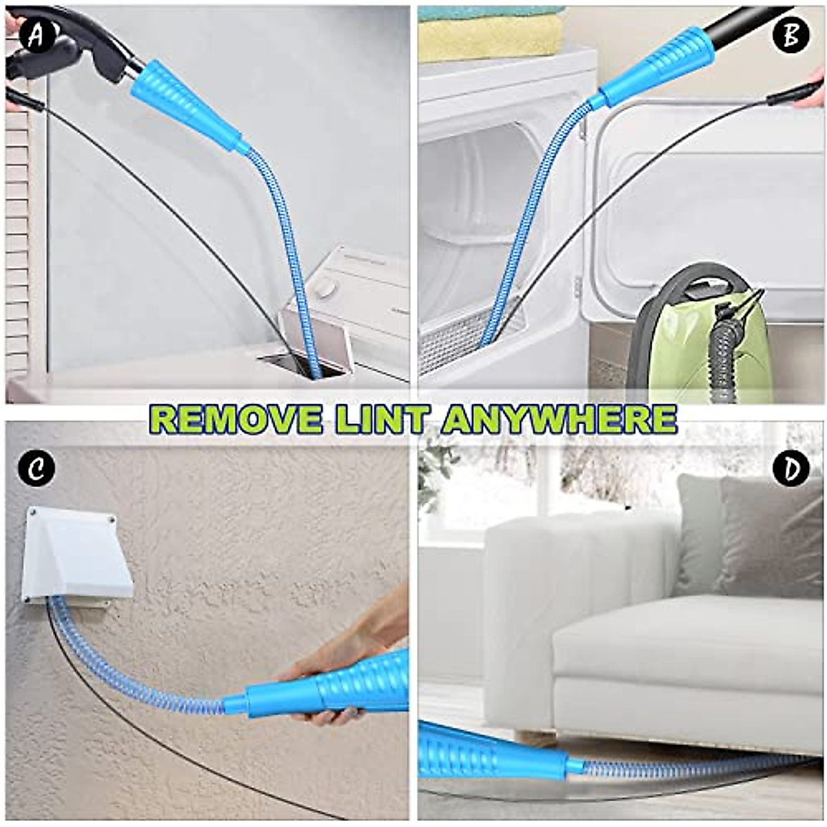 Sealegend Dryer Vent Cleaner Kit Vacuum Attachment Bendable Dryer Lint Remover with Guide Wire Dryer Lint Screen Cleaning Hose