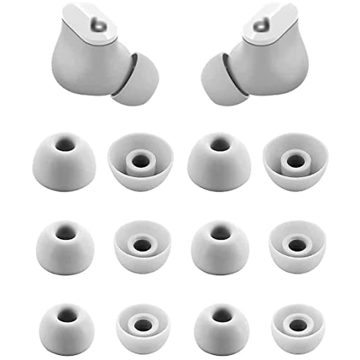Rqker Ear Tips Compatible with Beats Studio Buds Earbuds, 6 Pairs S/M/L Sizes Soft Silicone Replacement Ear Tips Earbud Covers Eartips Compatible with Beats Studio Buds, White 12