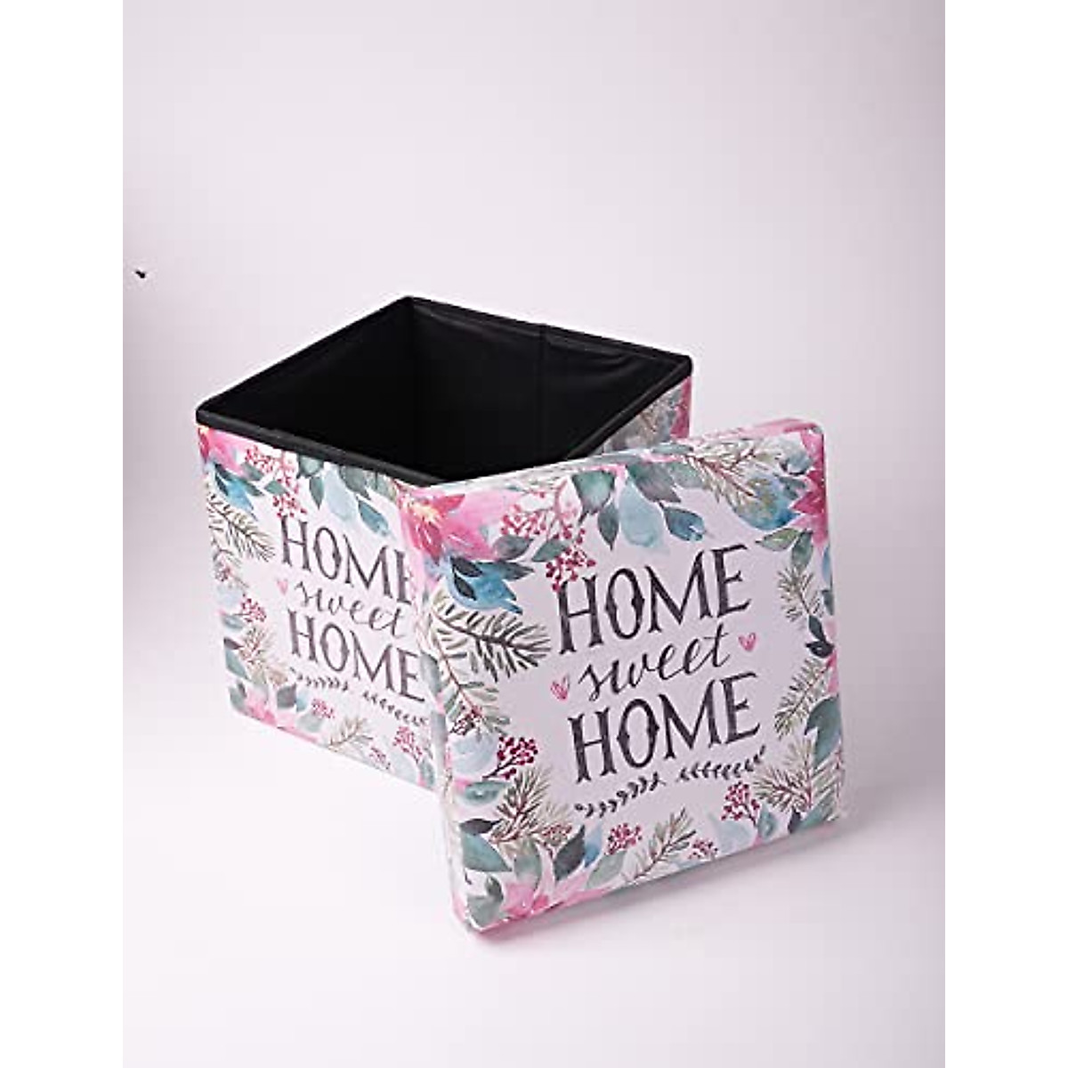 HONCOEN Folding Ottoman Footrest Keepsake Box Modern Decor Gifts Home Statue Sculpture Leather Footstool Arts Crafts 13x13inch