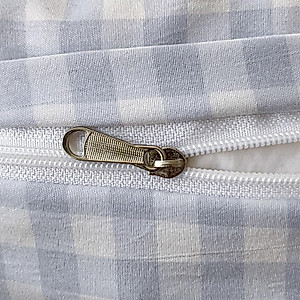 Kimko Washable Cotton Gray Blue Buffalo Plaid Duvet Cover Set,Grid Checkered Bedding Set with Zipper,Gentle,Soft,Home Cozy and Breathable 【3Pcs:1 Duvet Cover+2 Pillowcase】 (# 012, Queen-79''X90'')