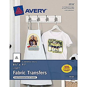 Avery Fabric Transfers, 8.5 X 11, White, 18/Pack