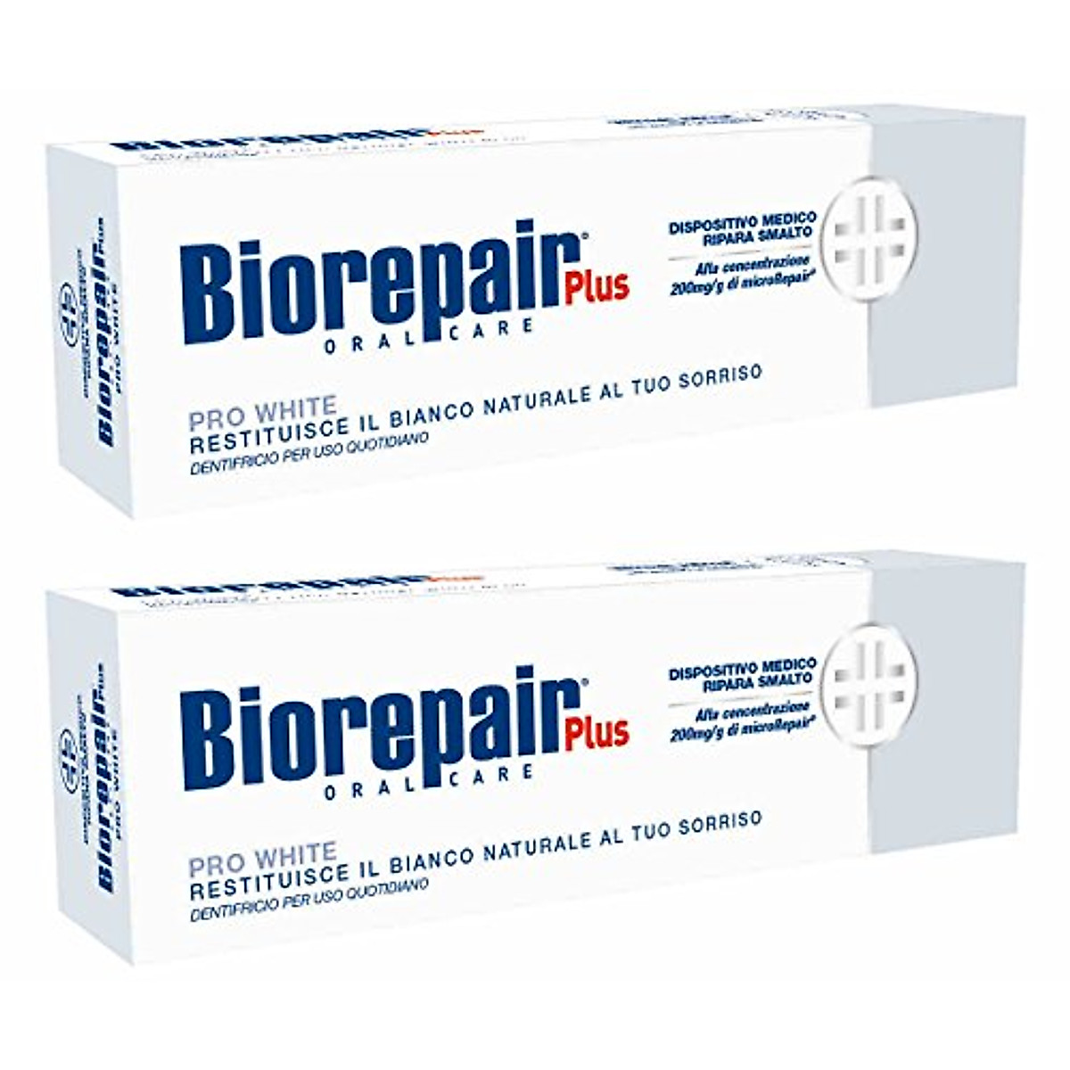 Biorepair Pro White Daily Toothpaste - 2.54 Fluid Ounces (75ml) Tubes (Pack of 2) [ Italian Import ]