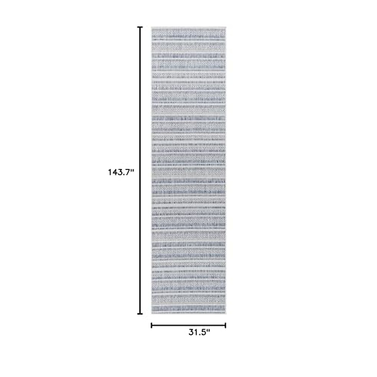 Hauteloom Emirgazi Hallway, Kitchen Patio Outdoor Runner Rug - Global - Blue, Gray - 2'7" x 12'