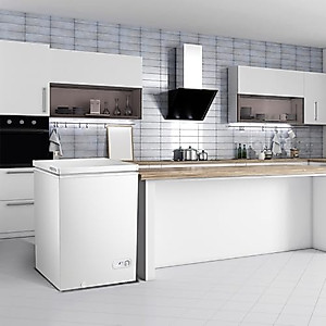 Electactic Chest Freezer 3.5 Cubic Feet Compact Freezer with 2 Removable Baskets, Free Standing Top open Door Deep Freezer, Adjustable Temperature for Home Dorm, Bar, Basement, Kitchen (White)