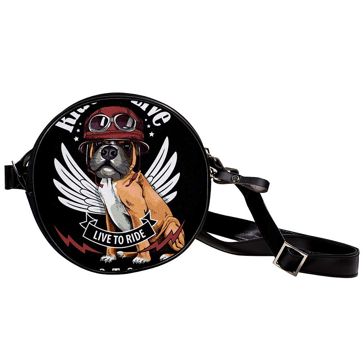 Motors Bulldog Women's Round Cross-Body Zipper Shoulder Bag circle purses and handbags