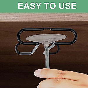 Warmery 2 Pack Wine Glasses Hanging Rack, White Stemware Rack Holder Under Cabinet, Metal Wall Mount Wire Hanging Rack Storage Hanger Organizer with Screws for Kitchen Bar (10.3in)