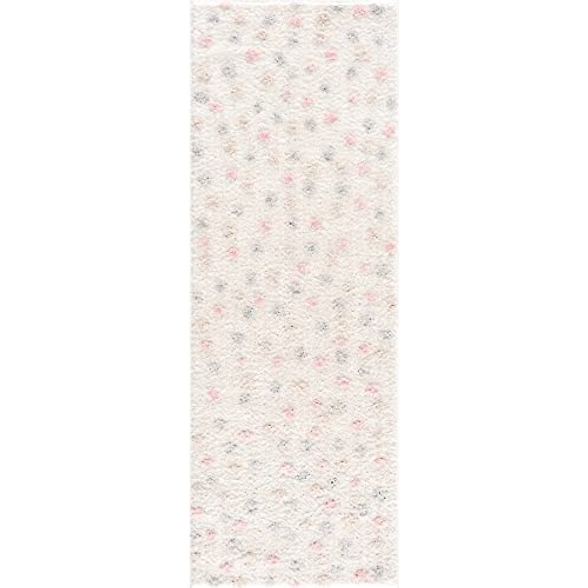 Hauteloom Tilos Dalmatian Living Room Bedroom Nursery Shag Area Rug - Shaggy Carpet - Dot Pattern - High Plush Pile - Pink, Cream, Grey, Beige - 5'3" x 7'