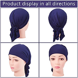 6 Pieces Head Scarf for Women Slip on Pretied Head Scarves Cancer Headwear Turban Hat Beanie Wrap (Mix Color)