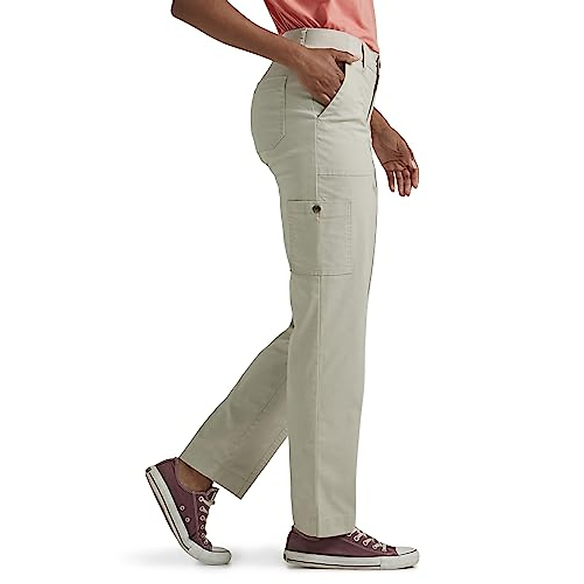 Lee Women's Ultra Lux Comfort with Flex-to-Go Utility Pant, Salina Stone, 14 Long