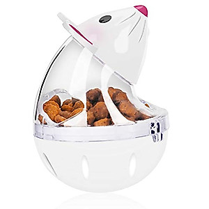 Legendog Cat Slow Feeder Cat Food Ball Mice Water Droplet Bone Tumbler Shaped Pet Treat Ball Cat Food Toy Ball Pet Food Ball (White)