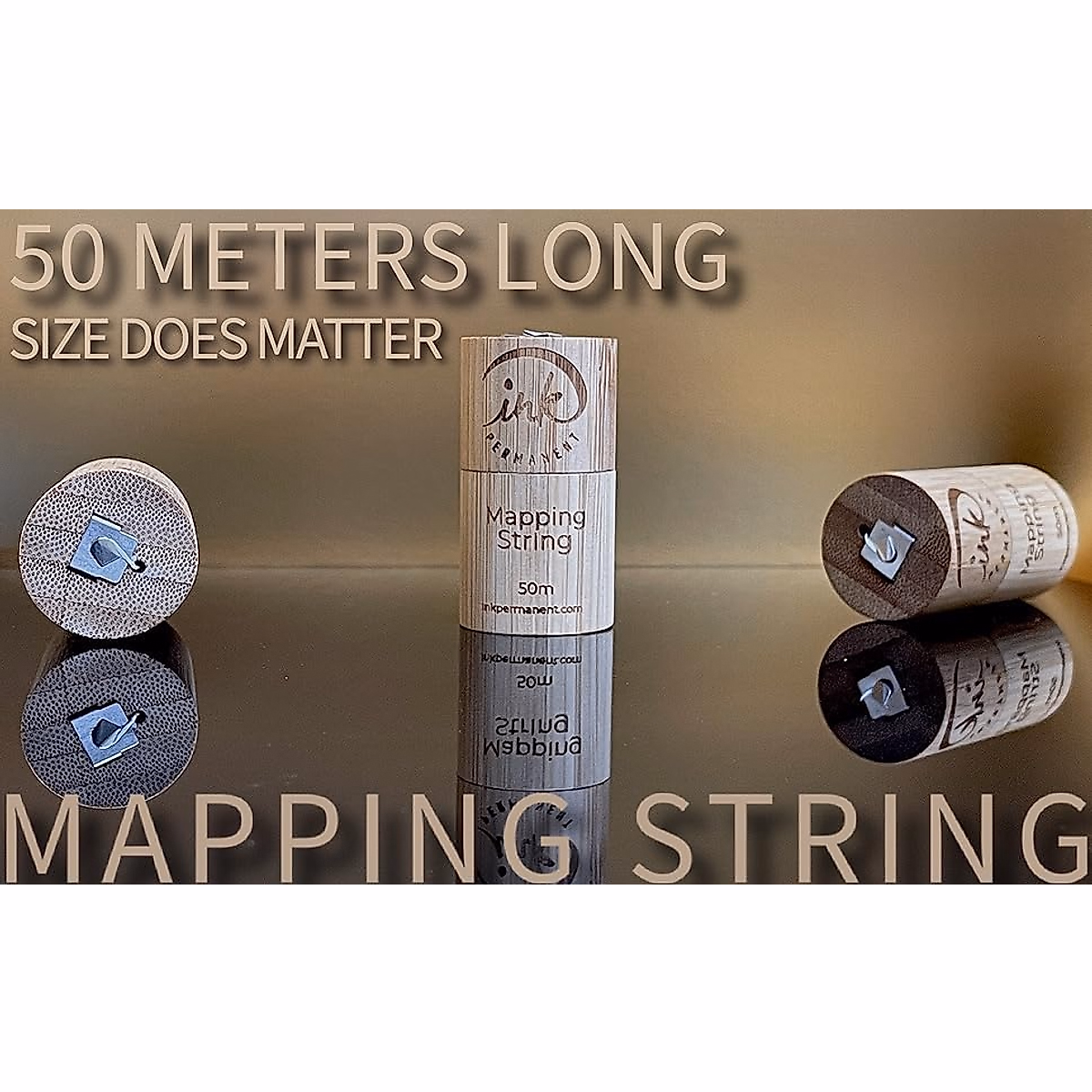 Ink Permanent [Large 50 Meters - 165 Feet] Premium White Bamboo Pre-Inked Mapping String Fine Thread Pre-Inked Microblading String for Brow Mapping for Permanent Makeup, Brow Henna, Eyebrow Mapping