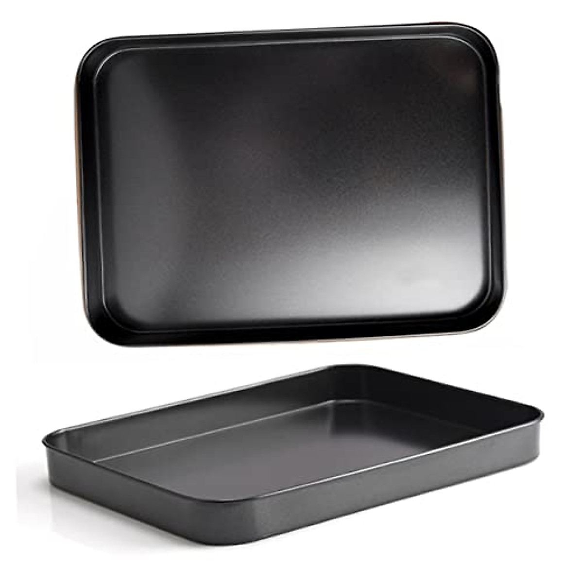 FURLOU Metal Serving Tray Accessory Tray Oven Roasting Pan Cookie Tray Black Cake Plates Cake Baking Tray Baking Pans Big Cake Brownie Baking Tools Bread Pan Black Non Stick Baking Tray Plate