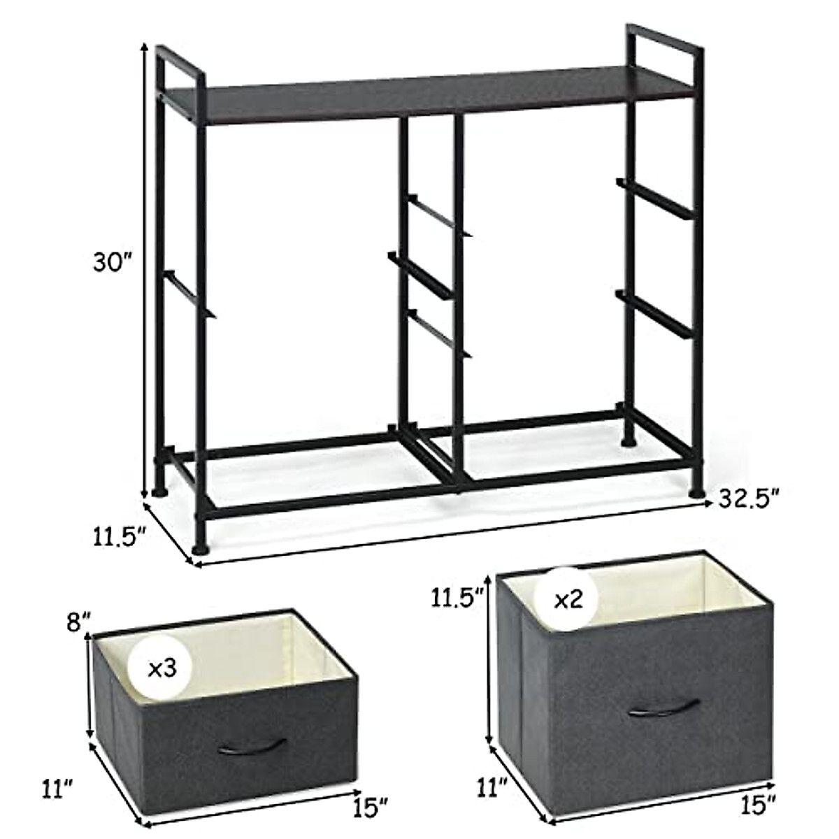 MAXCBD Nightstand Bedside Table Drawer Cabinet Cube Storage Cabinet Wide Dresser Organizer Unit 5 Easy Pull Fabric Drawers Home Simple and Fashionable Style Easily Storage Tower Dresser