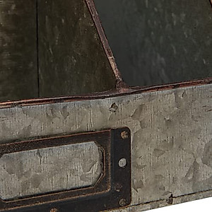 Creative Co-op DA6881 Metal Desk Organizer with 4 Compartments in Galvanized Finish