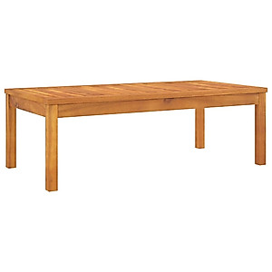 vidaXL Acacia Wood Coffee Table, Solid and Durable, Weather-Proof with Oil Finish, Outdoor Patio or Deck Furniture, Easy Assembly Required, 39.4"x19.7"x13"