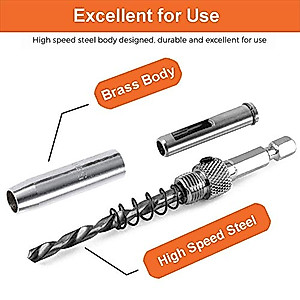 Bestgle 16 in-1 Center Drill Bit Set, 8pcs 1/4" Hex Shank Self Centering Hinge Hole Drilling Tool Kit for Woodworking Window Door Hinge with 1 Hex Key & 8 Replacement Drill Bits & Plastic Storage Case