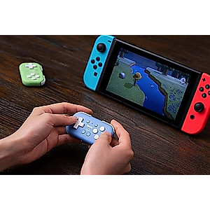 8Bitdo Micro Bluetooth Gamepad Pocket-sized Mini Controller for Switch, Android, and Raspberry Pi, Supports Keyboard Mode (Blue)