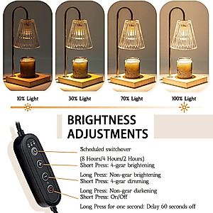 Marycele Candle Warmer Lamp, Electric Candle Lamp Warmer, Mothers Day Gifts for Mom, House Warming Gifts New Home Bedroom Decor Dimmable Wax Melt Warmer for Scented Wax with 2 Bulbs, Jar Candles