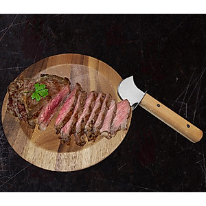 Steak Rocking Knife with Anti-Slip Handle for One-Handed User, Super Sharp Rocker Ulu Knife for Limited Strength Hand Arthritis, Elderly or Pet Owner - Easy Chopping & Slicing for Meat, Veggies