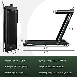 Under Desk Treadmill, Superfit 2 in 1 Walking Pad Treadmill Under Desk for Office Home Use, Portable Desk Treadmills with Remote Control, LED Display for Walking and Jogging