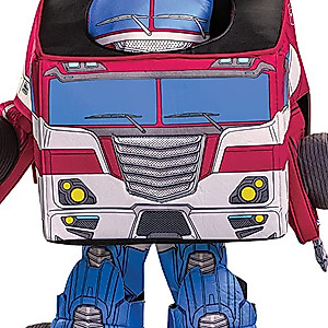 Disguise Optimus Prime Costume, Official Converting Transformer Costumes for Boys, Convertible Character Suit, Kids Size Small (4-6), Blue & Red