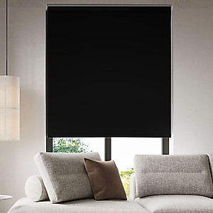 Boolegon Blackout Roller Shades for Window, Custom Roller Blinds UV Protection Thermal Insulated Pull Down Room Darkening Shades for Home Office Bedroom Kitchen, Easy Install, black,80" W x 64" H