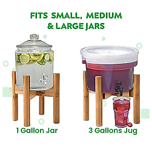 Drink Dispenser Stand - Beverage Glass Jar and Water Plastic Jug Holder - Adjustable up to10-inch Wide