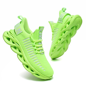 GSLMOLN Fashion Gym Shoes for Men Back to School Lime Green Shoes Non-Slip Lightweight Casual Workout Sport Tennis Walking Sneakers Mens Zapatillas para Hombre Fluorescent/Green Size 10.5