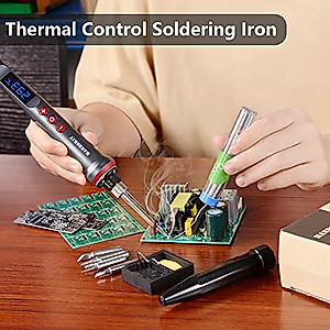 Electronics Soldering Iron Kit, [Upgraded] Soldering Iron 110V 90W LCD Digital Portable Soldering Kit 180-480℃(356-896℉), Welding Tool with ON/OFF Switch, Auto-sleep, Thermostatic Design