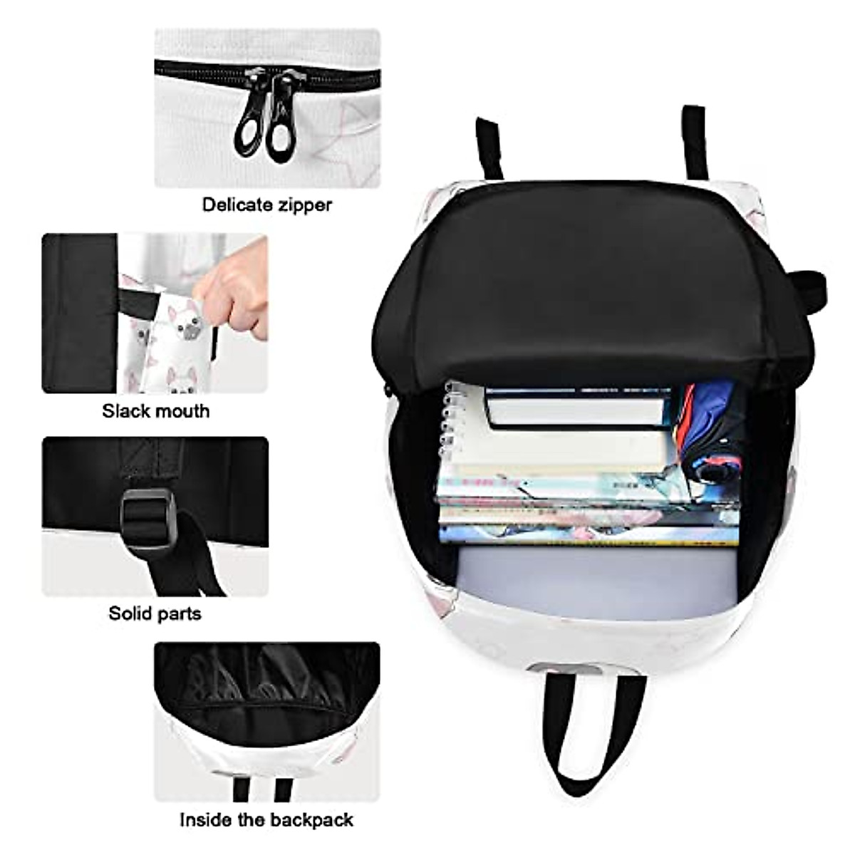 Kigai Dog Backpack for Boys Girls School Travel Back Pack Lightweight Durable Bookbag with Lunch Bag