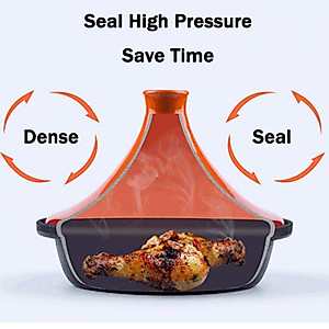 MYYINGBIN Moroccan Tagine Cast Iron Pot Resistant to Dry Burning High Tightness No Cracking Easy to Clean Tagine Pot for Medium to Extra Large Cooking