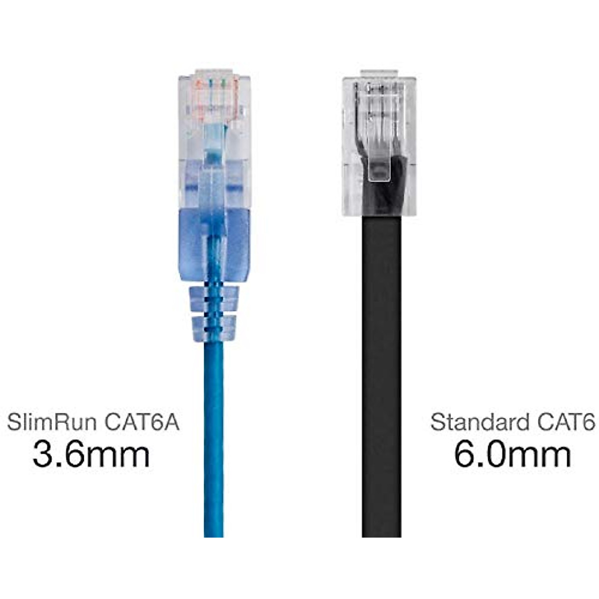 Monoprice - 115154 SlimRun Cat6A Ethernet Patch Cable - Snagless RJ45 UTP Pure Bare Copper Wire 10G 30AWG 3ft Blue 10-Pack